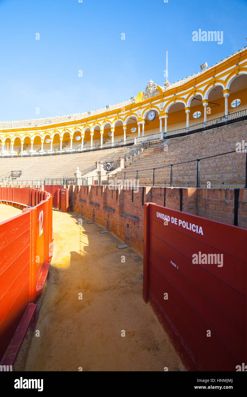 Seville, Spain - November 19,2016: Bullfight arena, plaza de toros at ...