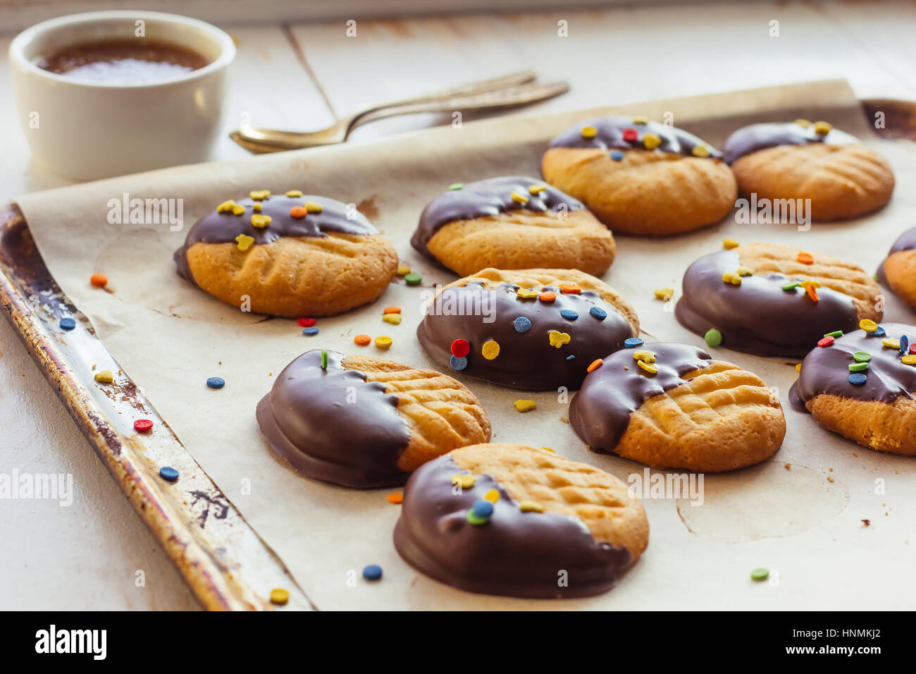 Cookies with multicolor toppings selective focus Stock Photo - Alamy