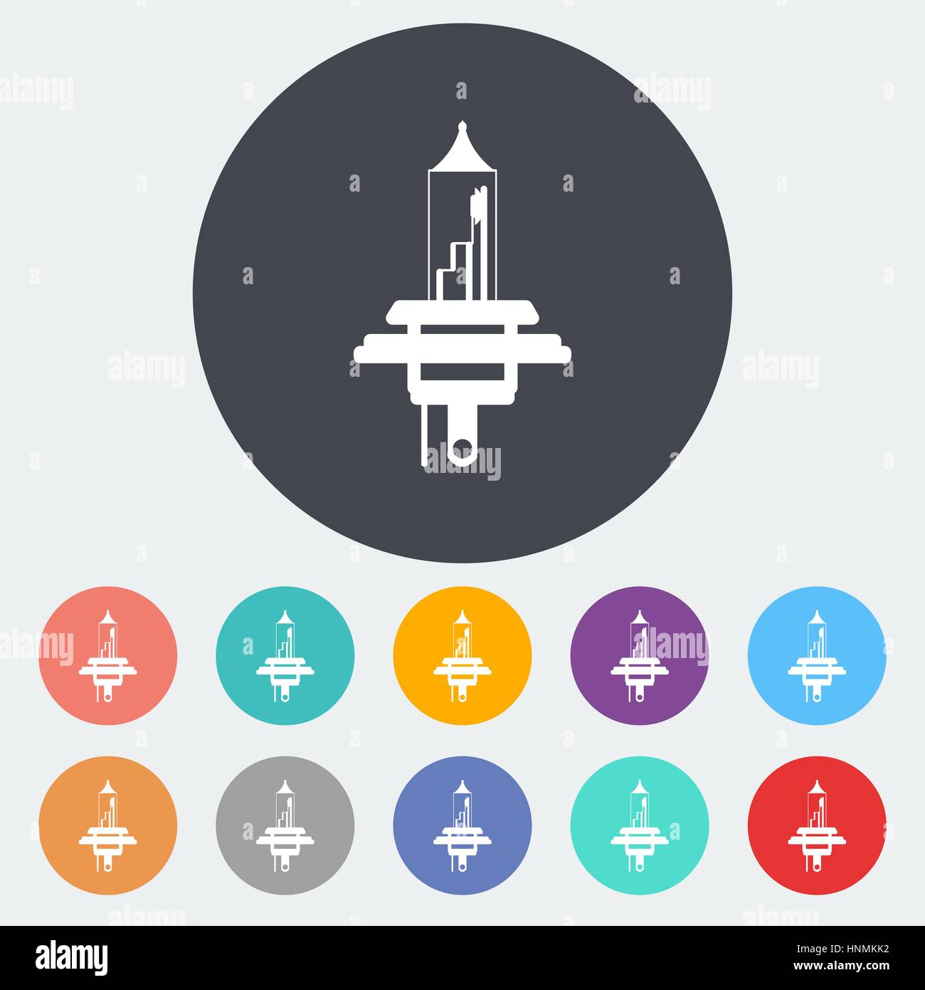 Xenon car lamp. Single flat icon on the circle. Vector illustration ...