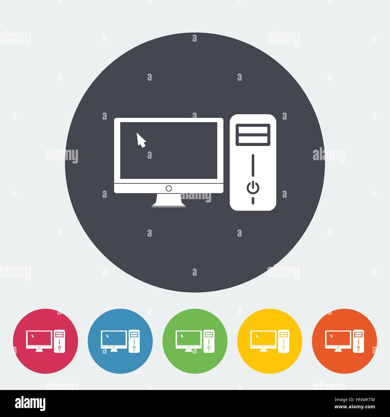 Computer. Single flat icon on the circle. Vector illustration Stock ...