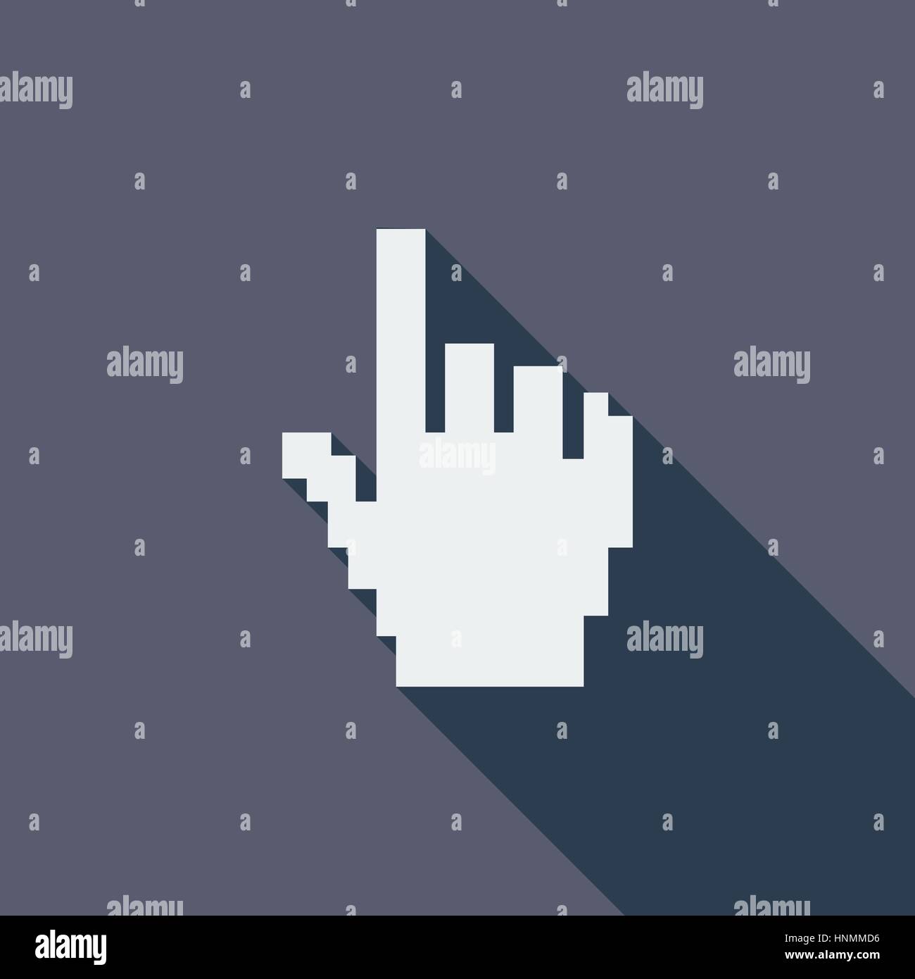 Hand cursor icon. Flat vector related icon with long shadow for web and ...