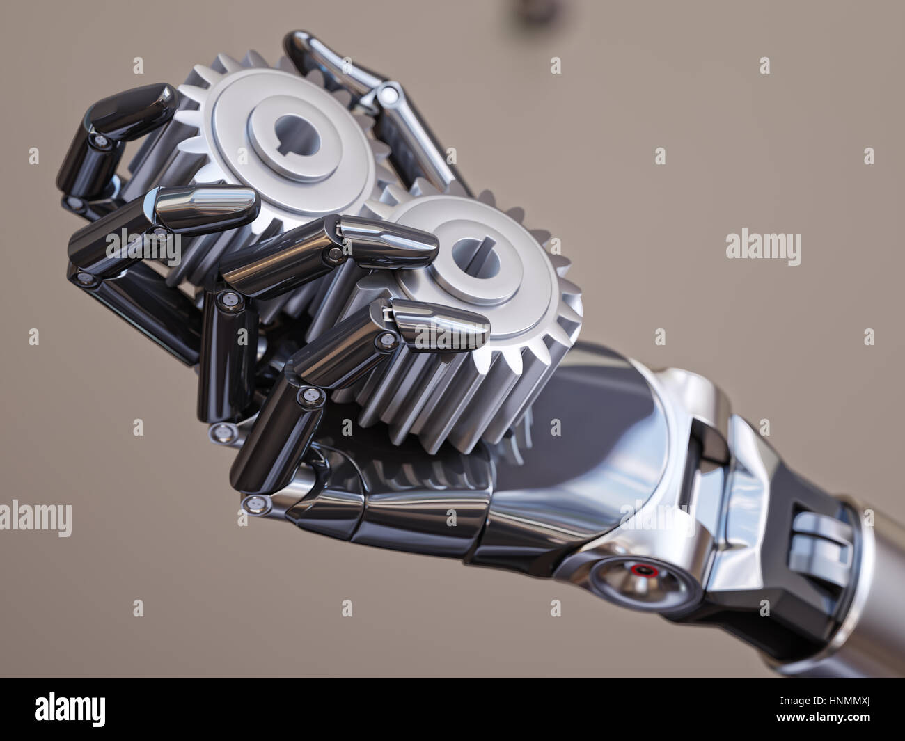 Robot Hand with Gearwheels Automation Concept 3d Illustration Close-up ...