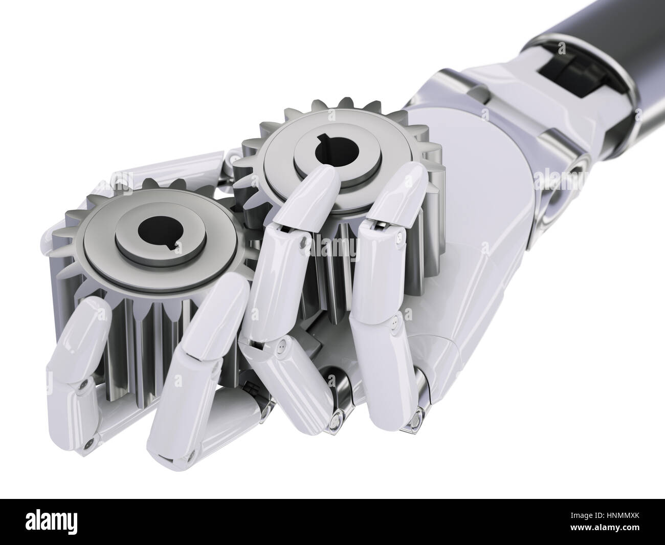 Robot Hand with Gearwheels Automation Concept 3d Illustration Isolated ...