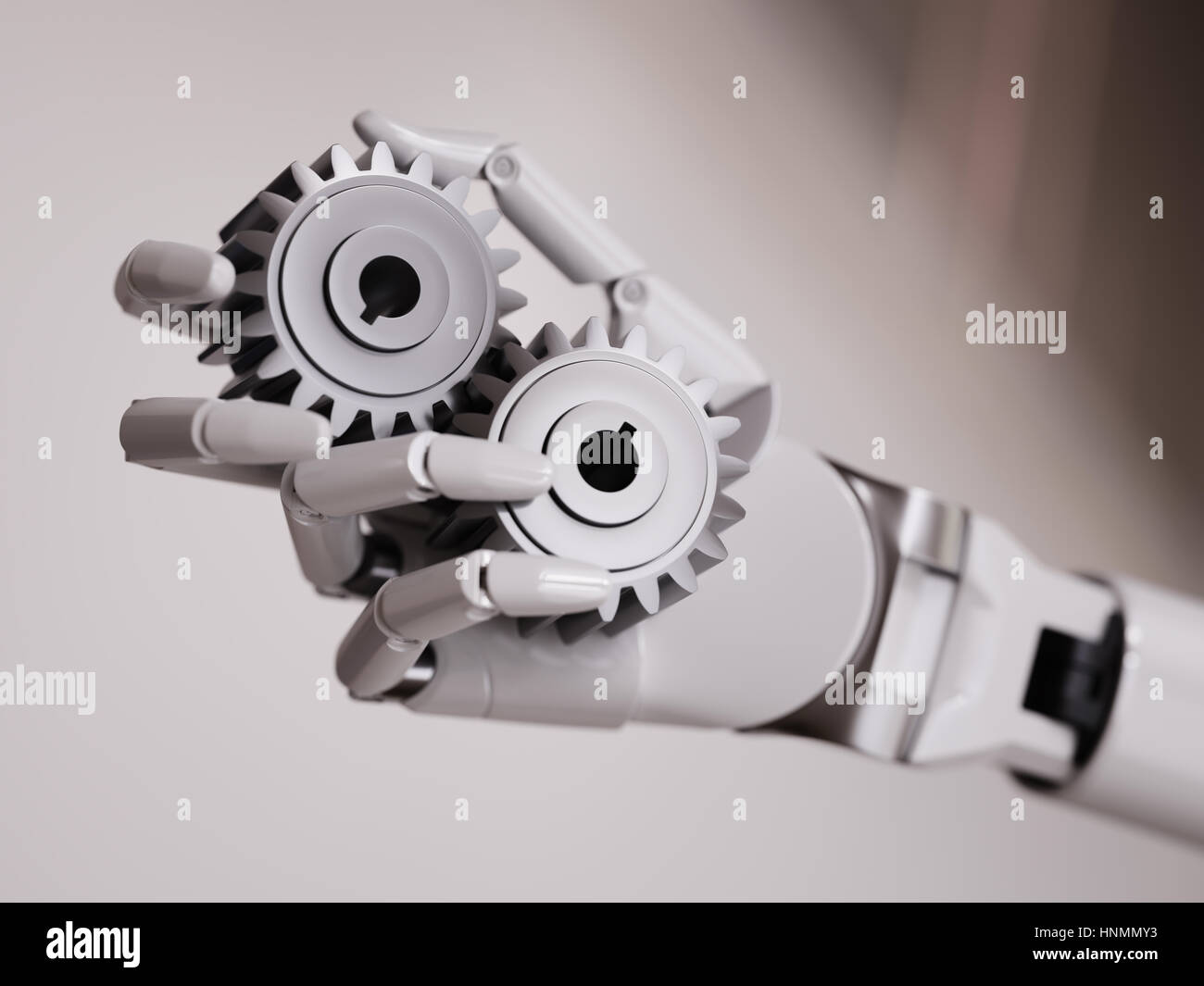 Robot Hand with Gearwheels Automation Concept 3d Illustration Close-up ...
