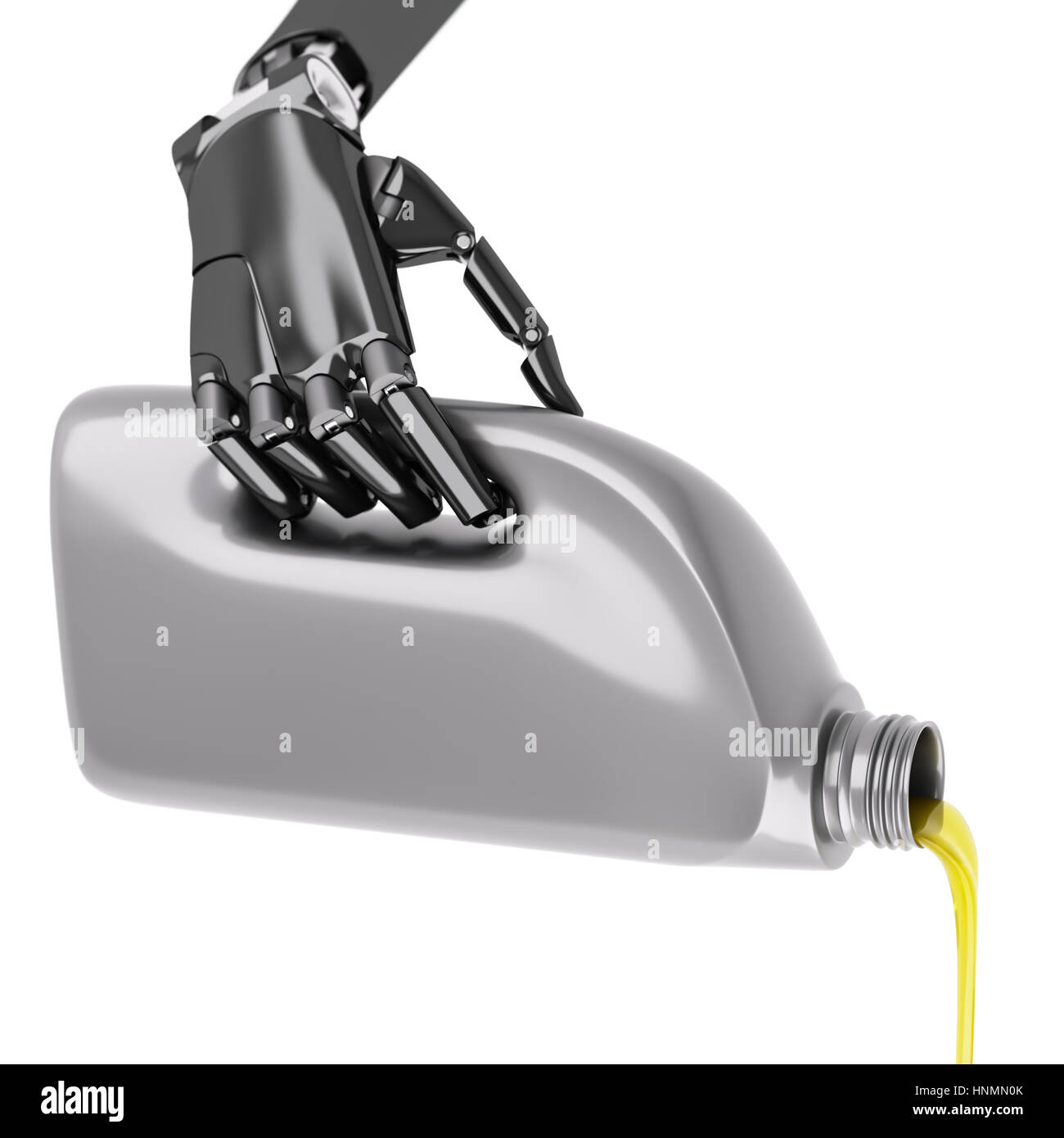 Robot Pouring Motor Oil Isolated on White Background 3d Illustration ...