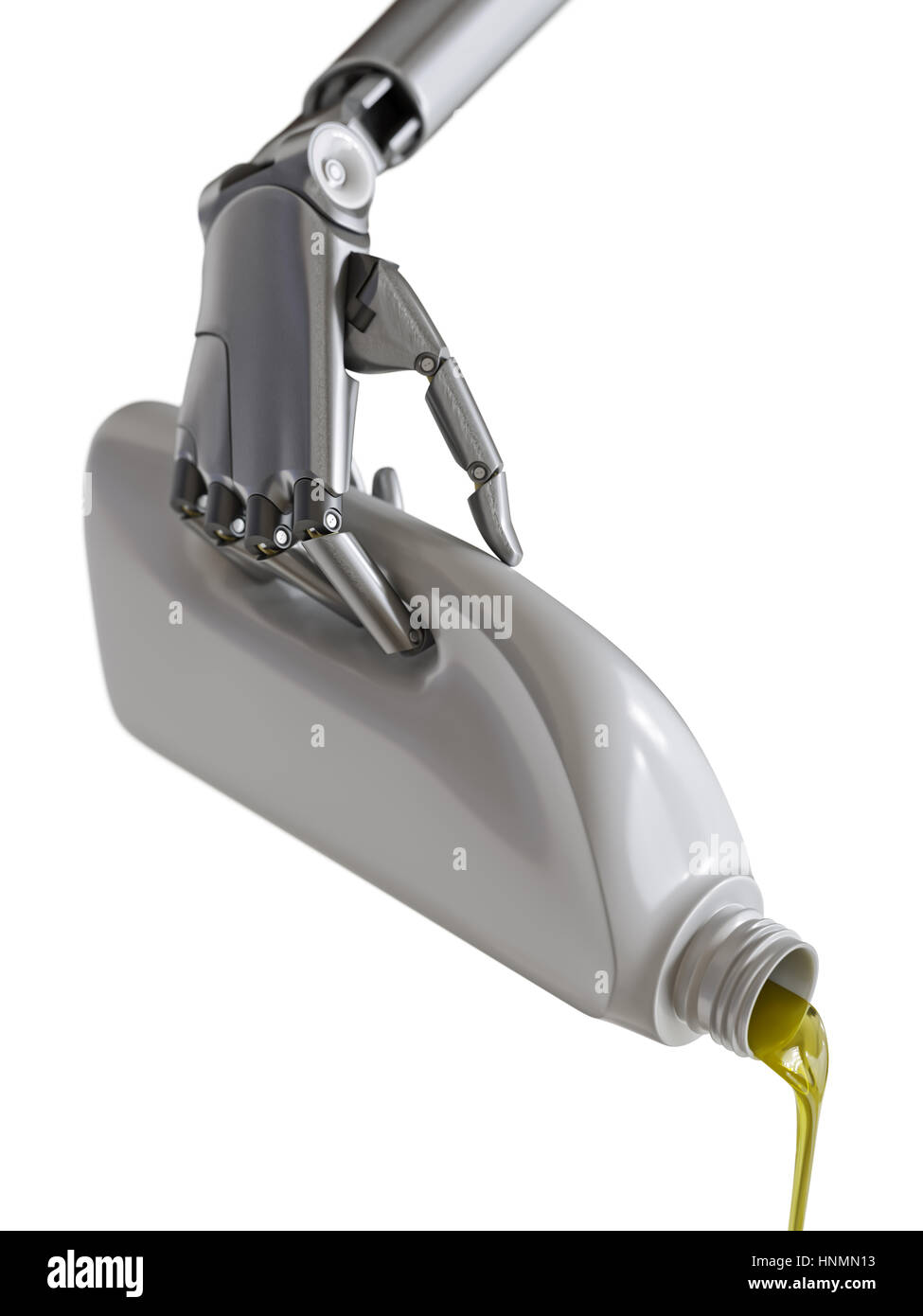 Robot Pouring Motor Oil Isolated on White Background 3d Illustration ...