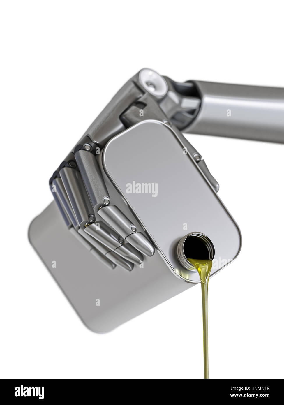 Robot Pouring Engine Oil Isolated on White Background 3d Illustration ...