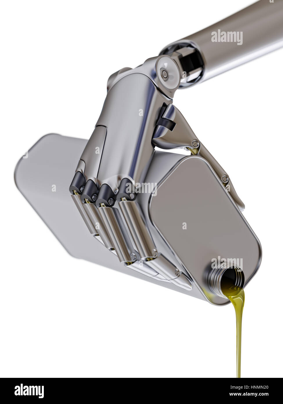 Robot Pouring Engine Oil Isolated on White Background 3d Illustration Stock Photo - Alamy