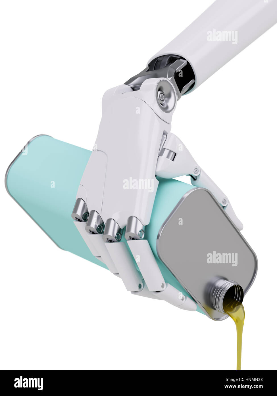 Robot Pouring Engine Oil Isolated on White Background 3d Illustration ...