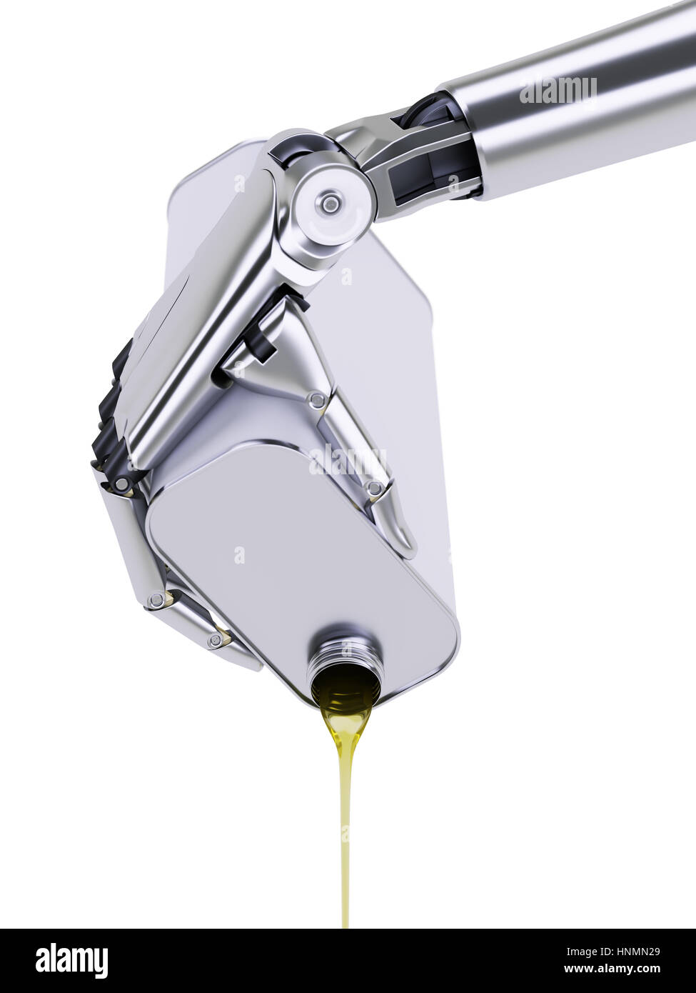 Robot Pouring Engine Oil Isolated on White Background 3d Illustration ...