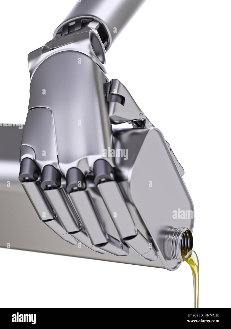 Robot Pouring Engine Oil Isolated on White Background 3d Illustration ...