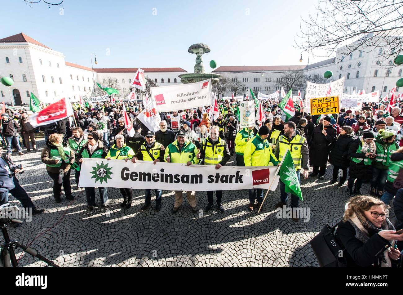 Munich, Germany. 14th Feb, 2017. The Ver.di and police unions called ...