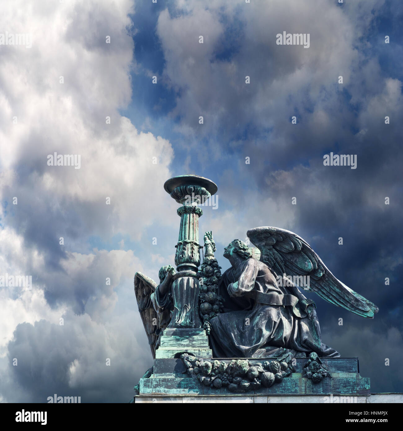 ST. PETERSBURG, RUSSIA - JULY 11, 2016: Sculpture of angel on the roof ...