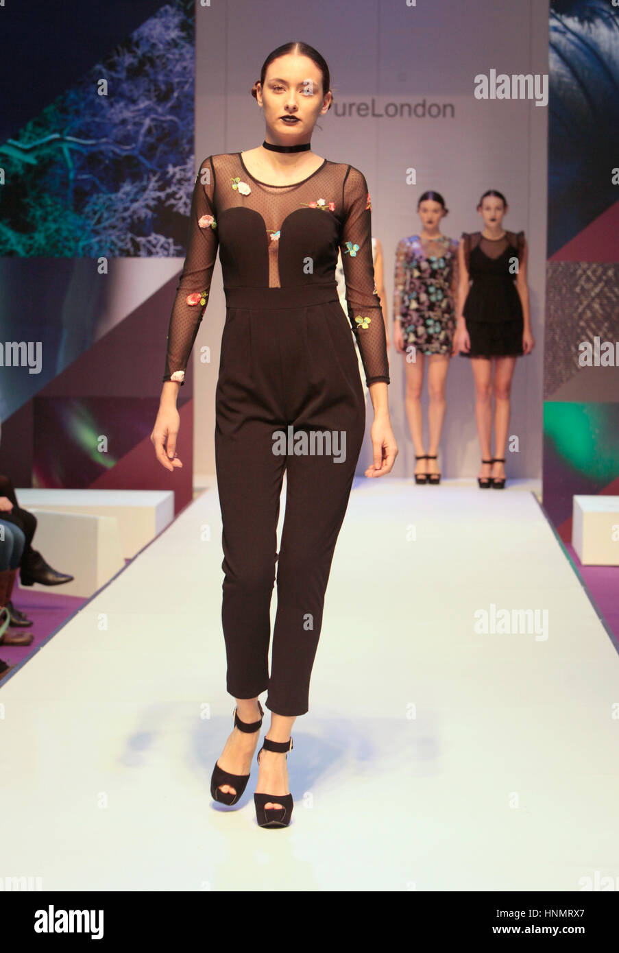 London, UK. 14th Feb, 2017. Runway show at Pure London showing the ...