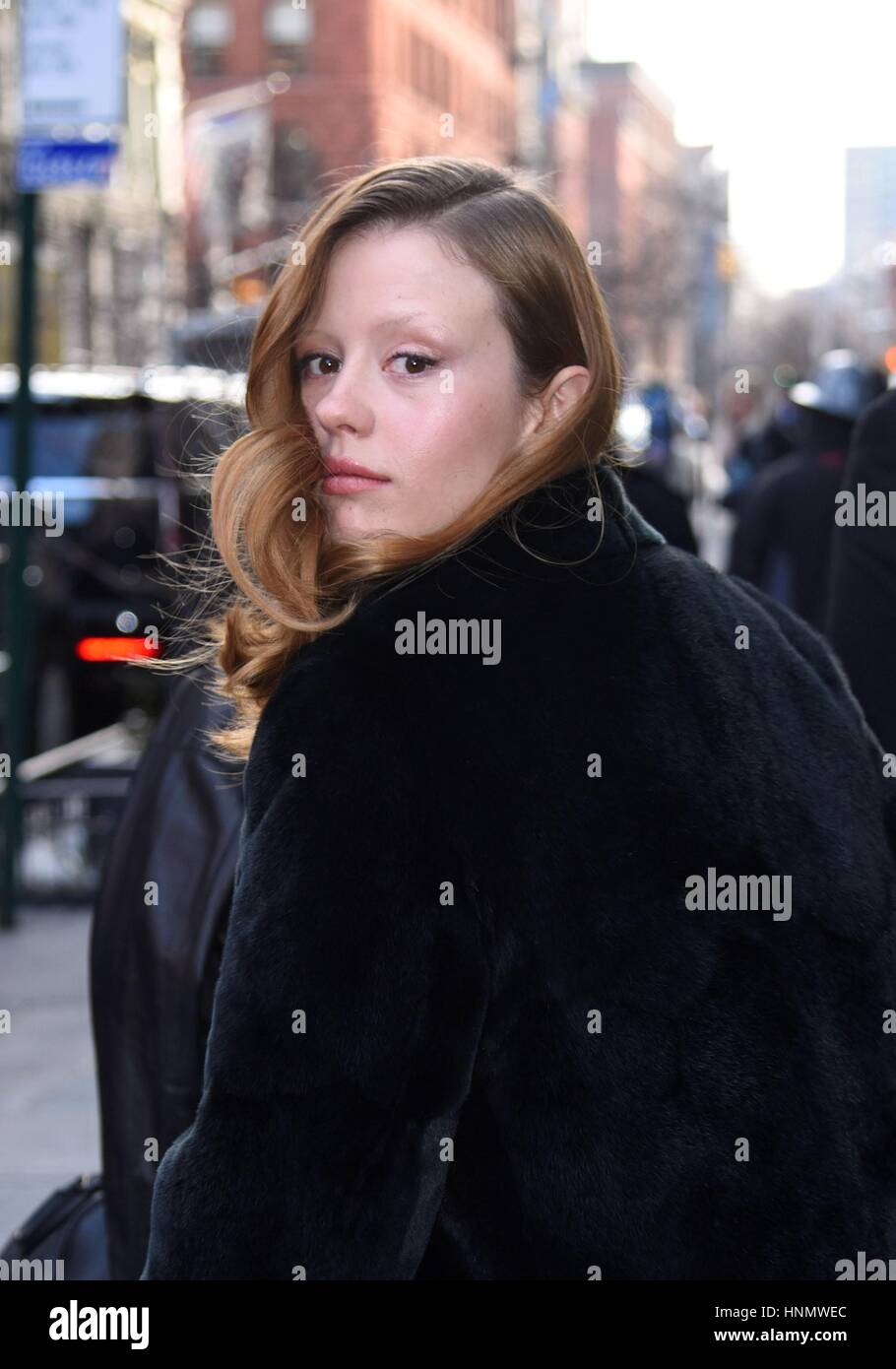 New York, NY, USA. 14th Feb, 2017. Mia Goth out and about for Celebrity ...