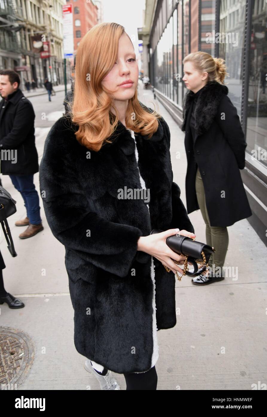New York, NY, USA. 14th Feb, 2017. Mia Goth out and about for Celebrity ...