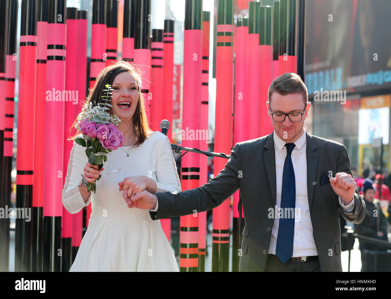 New York, USA. 14th Feb, 2017. Elodie Legrand (L) and Guillaume Lesot ...