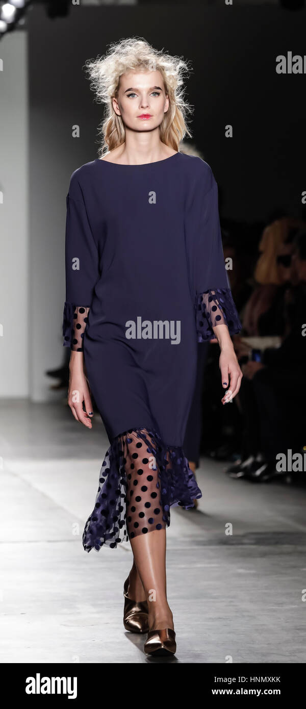 New York, USA. 13th Feb, 2017. A model walks runway for the Katty ...