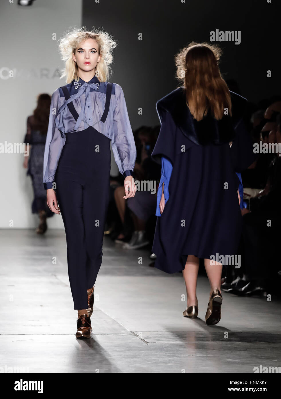 New York, USA. 13th Feb, 2017. A model walks runway for the Katty ...