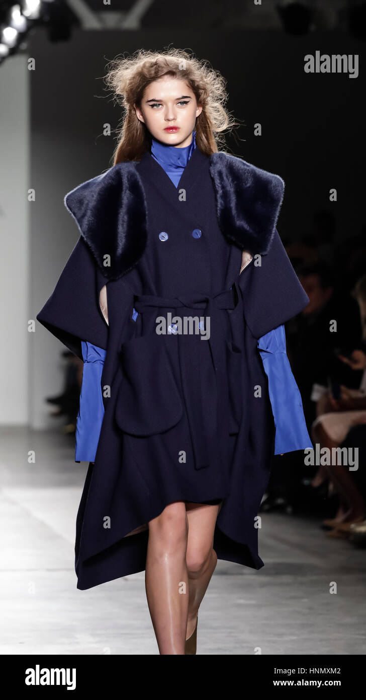 New York, USA. 13th Feb, 2017. A model walks runway for the Katty ...