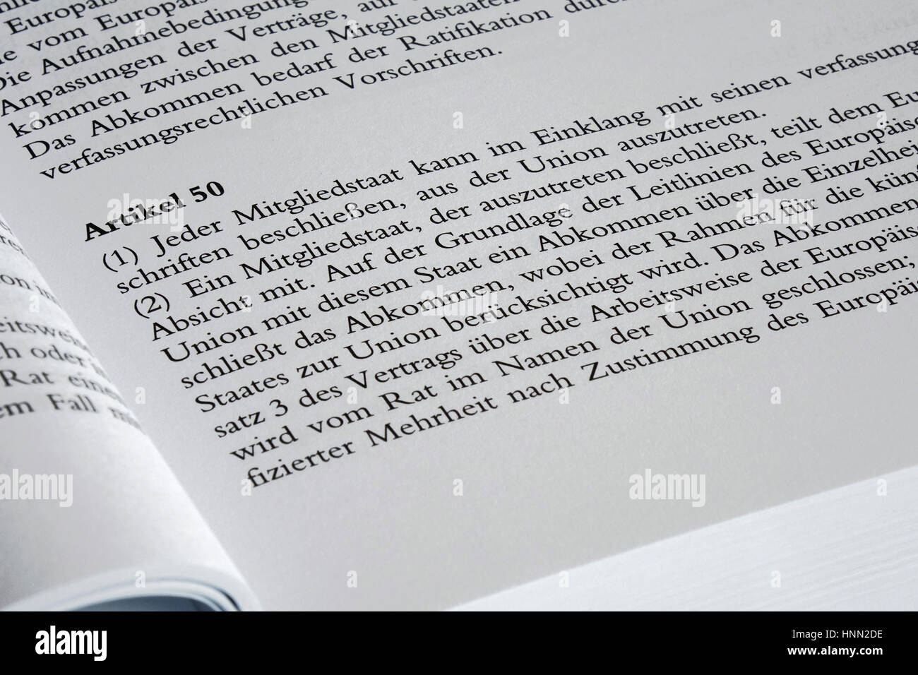 ILLUSTRATION - The words "Article 50" on the page of a brochure on the ...