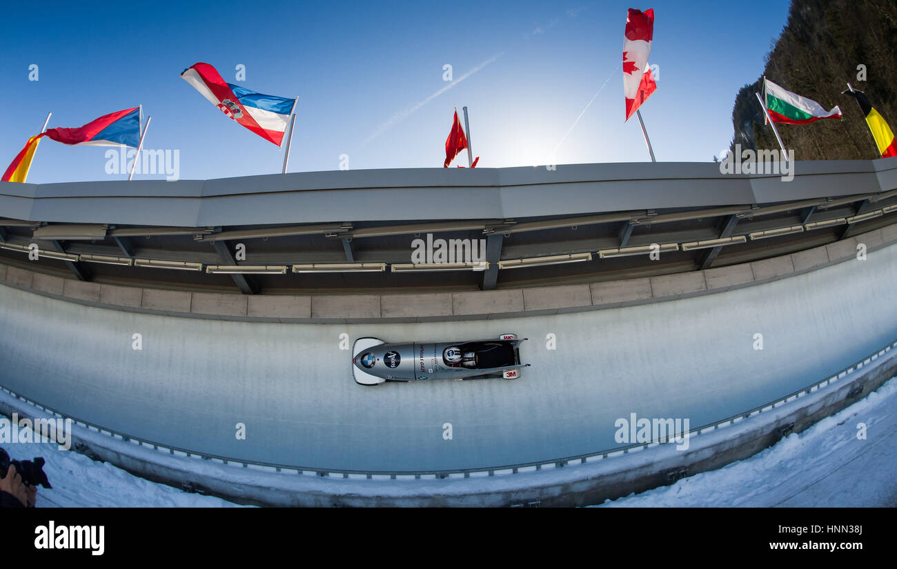 Koenigssee, Germany. 15th Feb, 2017. Latvian bobsled pilot Oskars ...