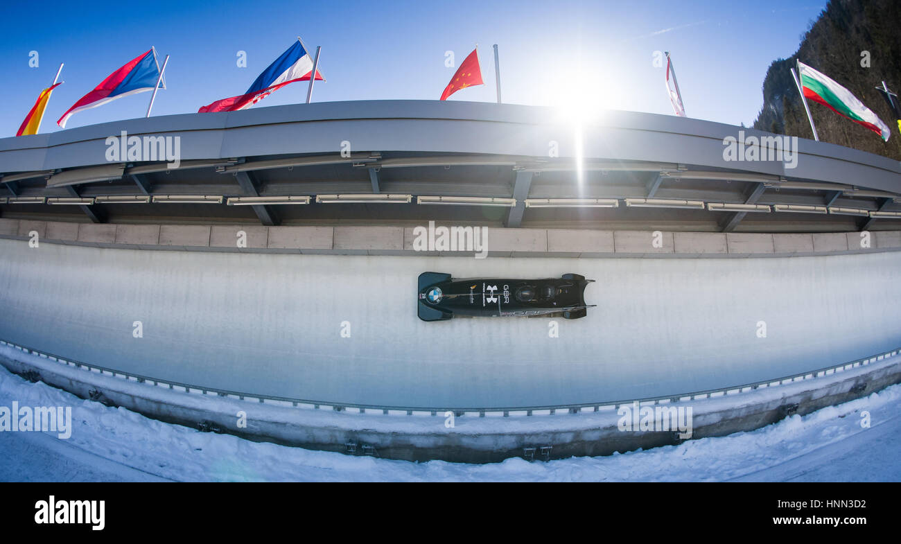 Koenigssee, Germany. 15th Feb, 2017. British bobsled pilot Bruce Tasker ...