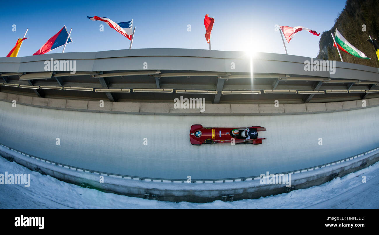 Koenigssee, Germany. 15th Feb, 2017. Italian bobsled pilot Simone ...