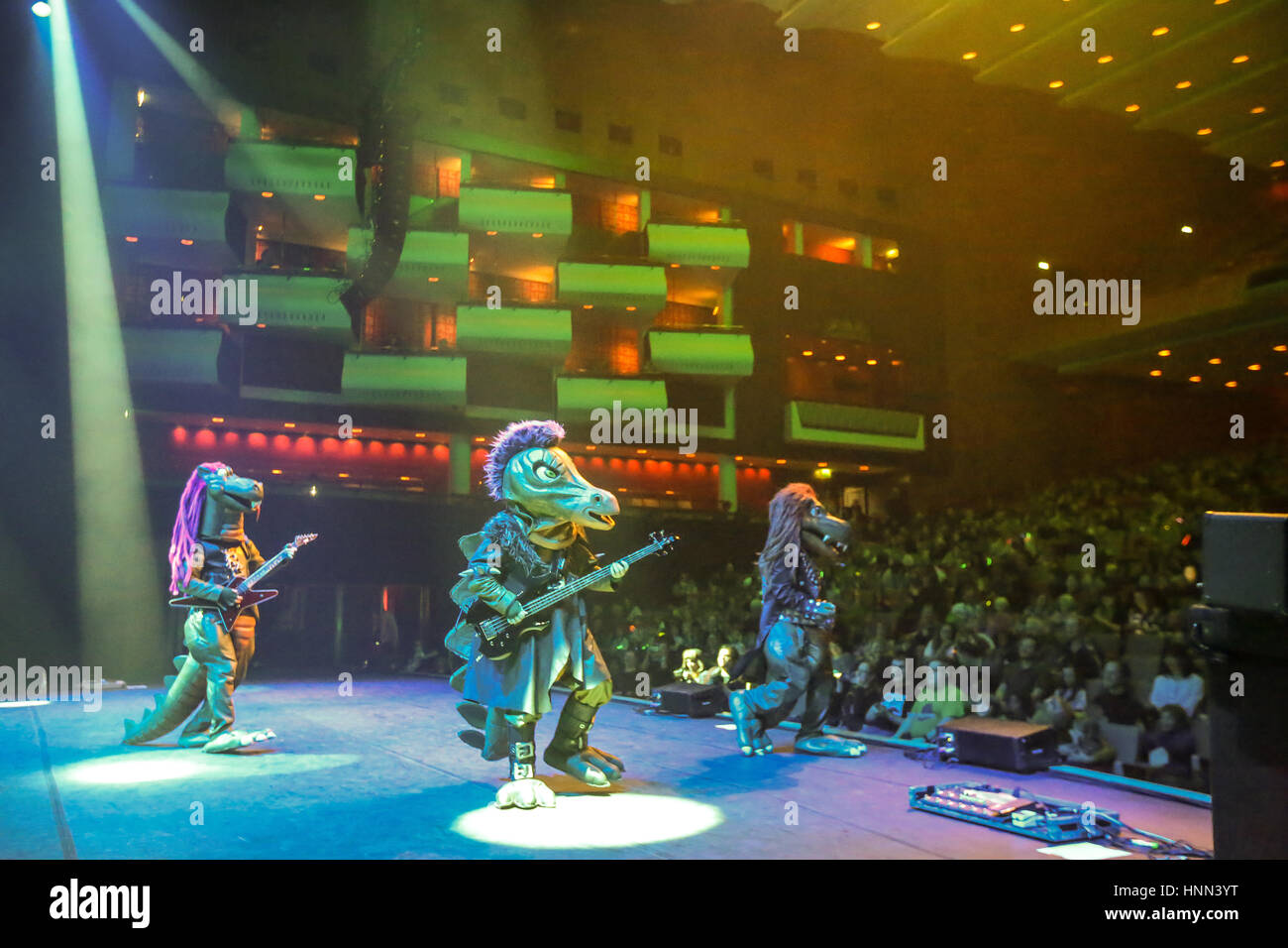 London, UK. 15th February 2017. Finnish children's rock band Hevisaurus ...