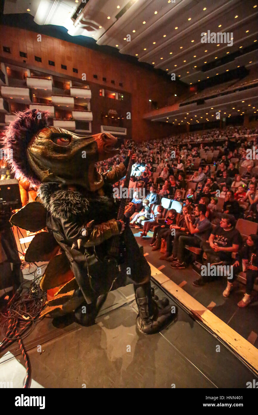 London, UK. 15th February 2017. Finnish children's rock band Hevisaurus ...