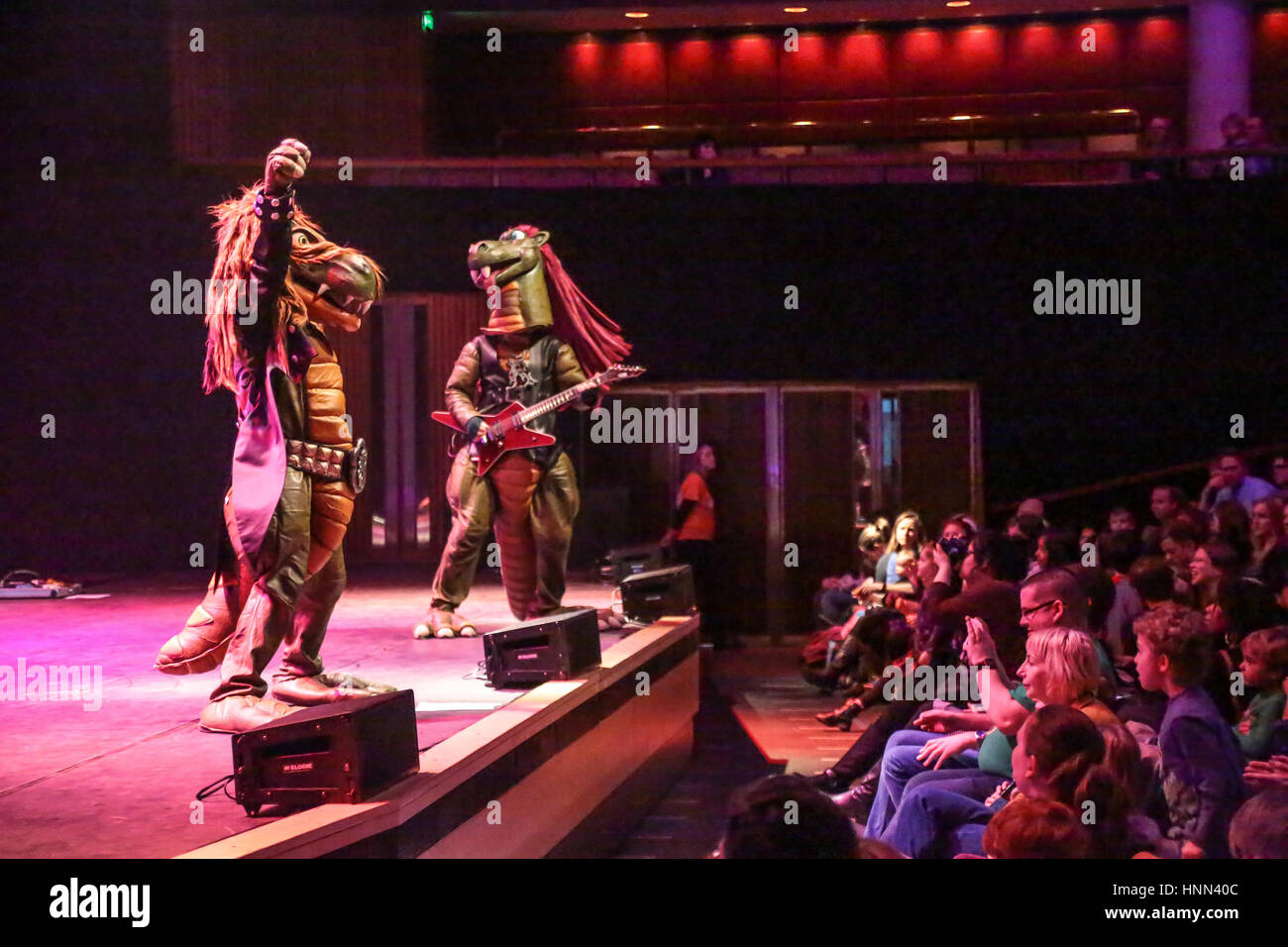 London, UK. 15th February 2017. Finnish children's rock band Hevisaurus ...