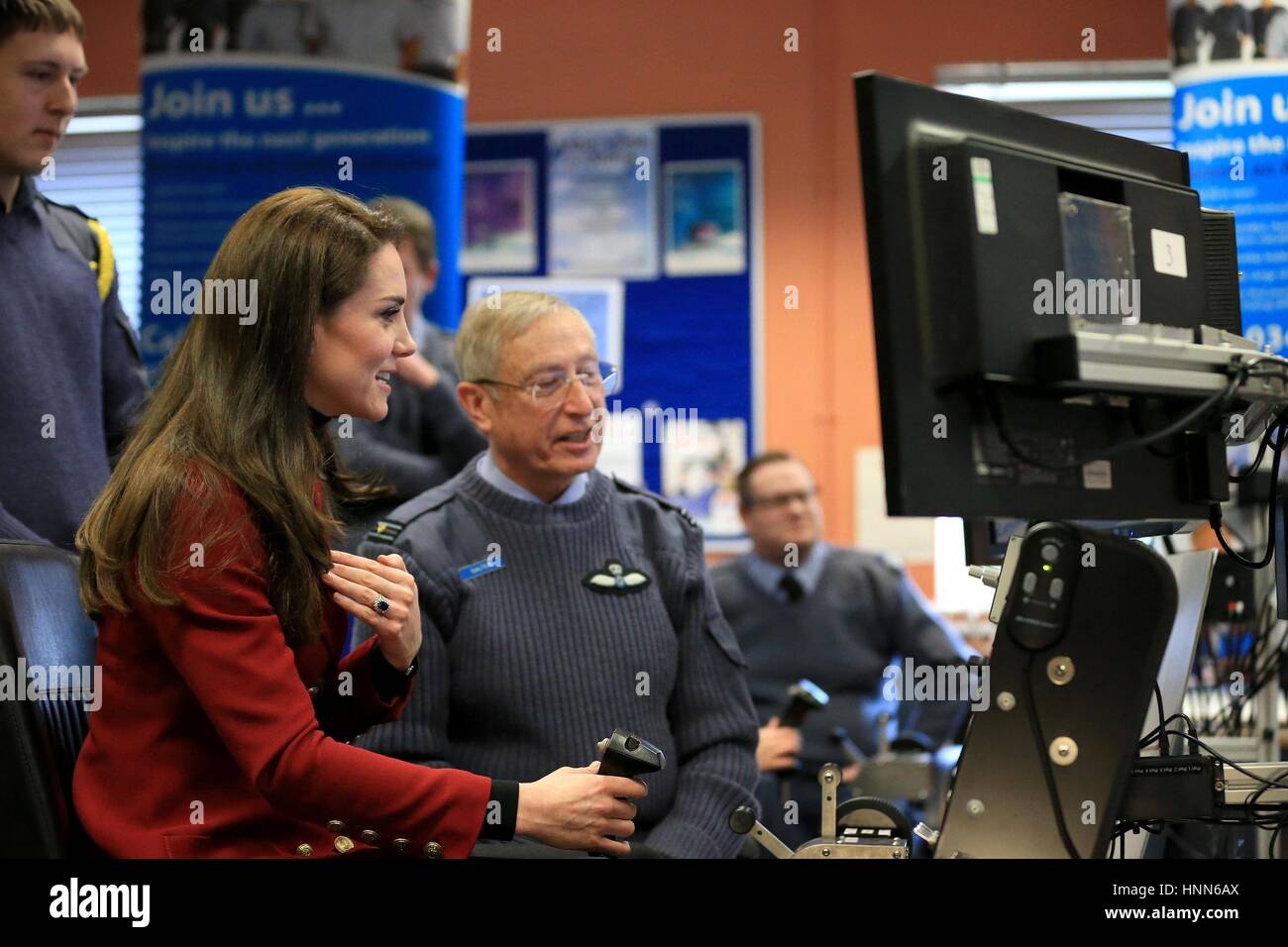 Flies flight simulator during visit to raf wittering near peterborough ...