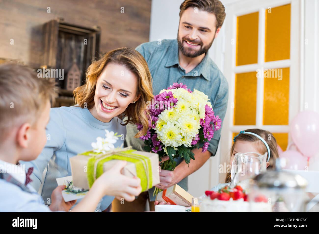 Family celebrating Mothers Day Stock Photo - Alamy