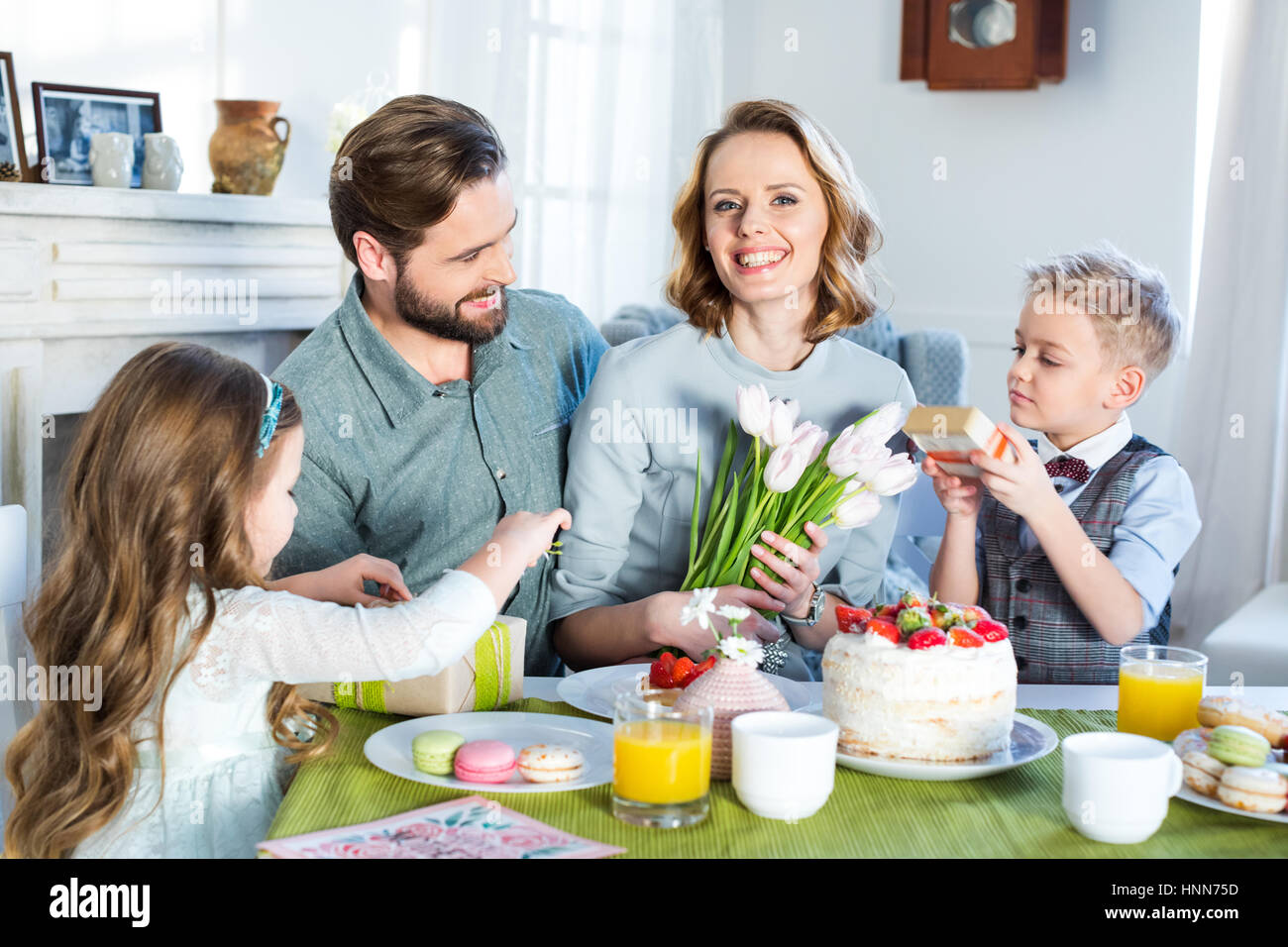 Family celebrating Mothers Day Stock Photo - Alamy