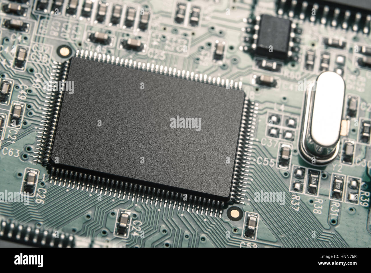 central processor unit on the mainboard closeup Stock Photo - Alamy