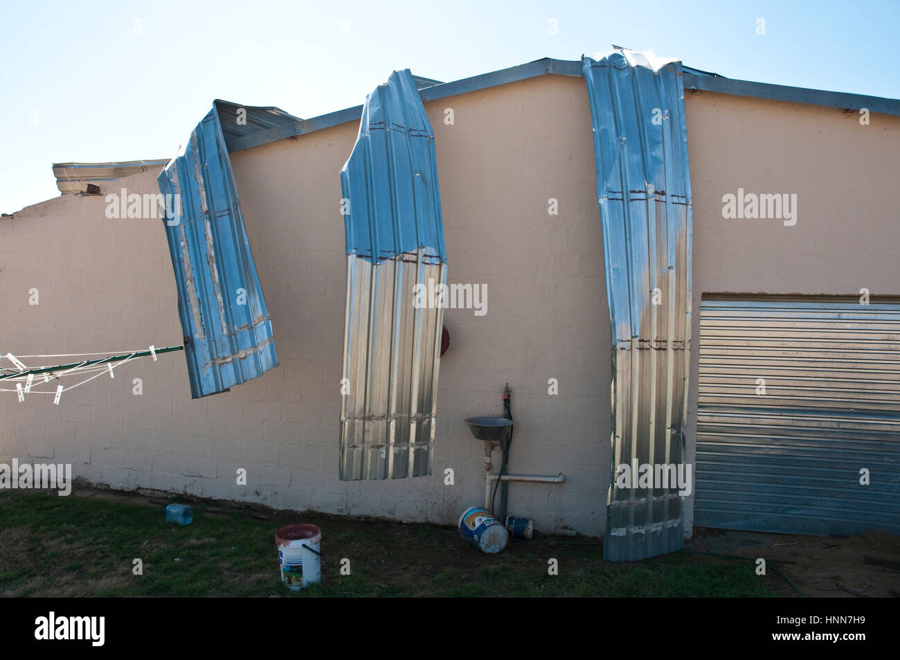 A farm house damaged by strong winds Giants Castle Kwazulu Natal South ...