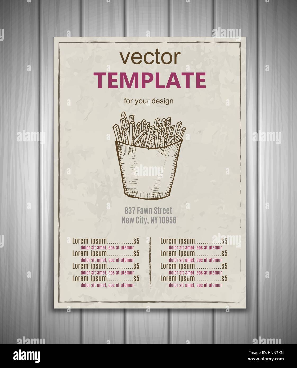 Fast food menu design template hand drawn vector Stock Vector Image ...