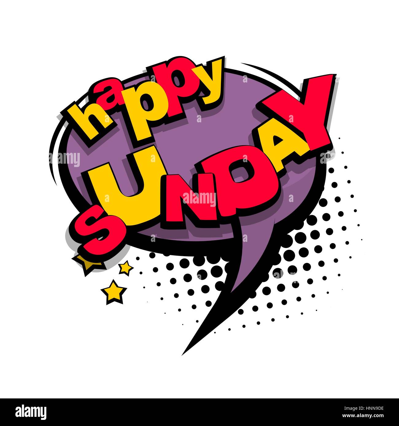 Comic cartoon text happy sunday Stock Vector Image & Art - Alamy