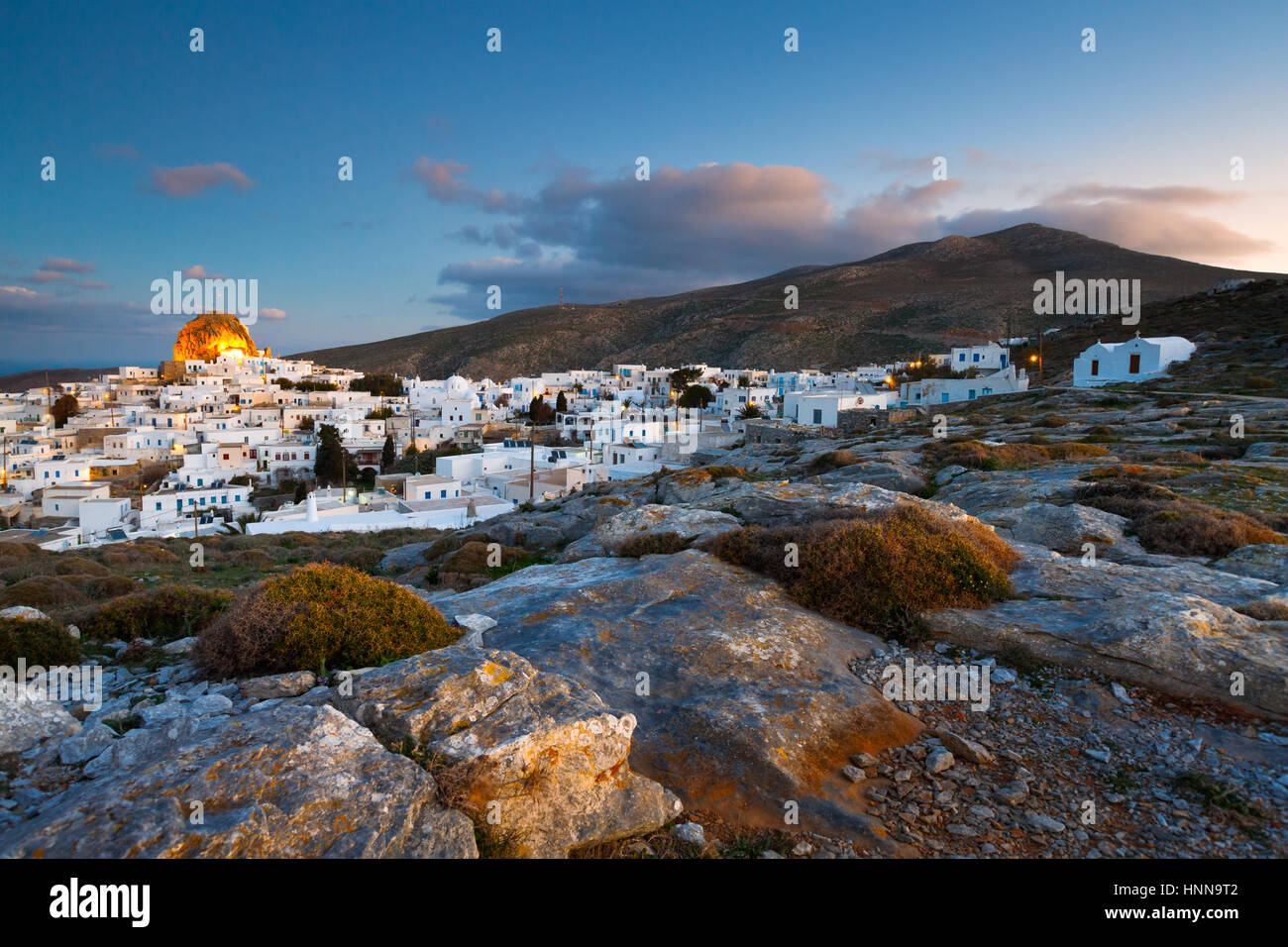 Chora village on Amorgos island in Greece Stock Photo - Alamy