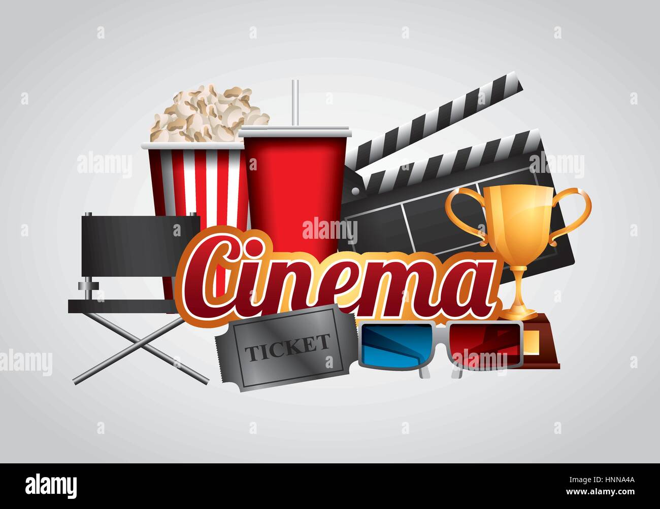 cinema and movie related icons over white background. colorful design ...