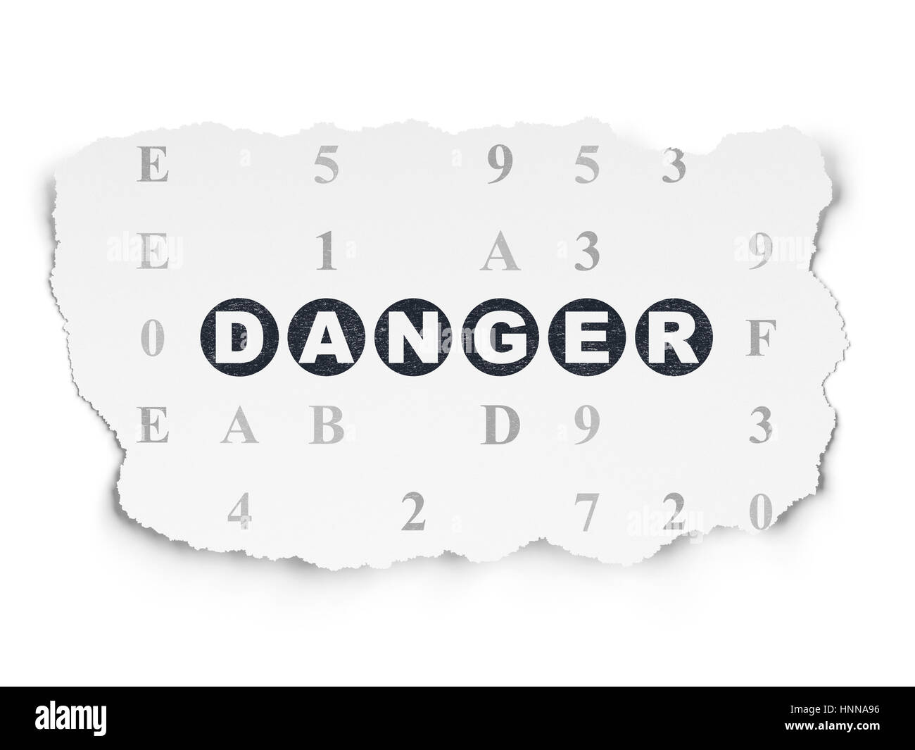 Security concept: Painted black text Danger on Torn Paper background with Hexadecimal Code Stock ...