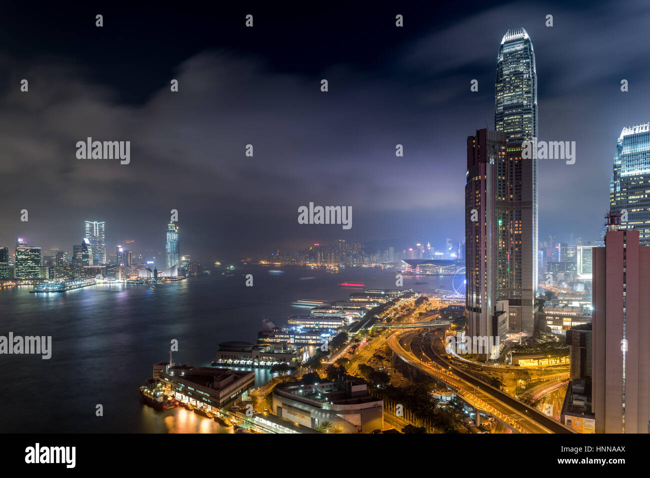 Central, Hong Kong, at Night. The busiest place in the world Stock ...