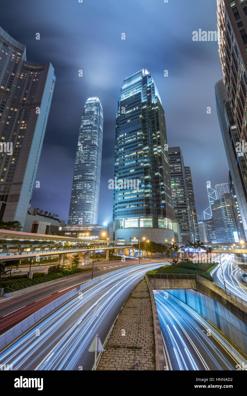Central, Hong Kong, at Night. The busiest place in the world Stock ...