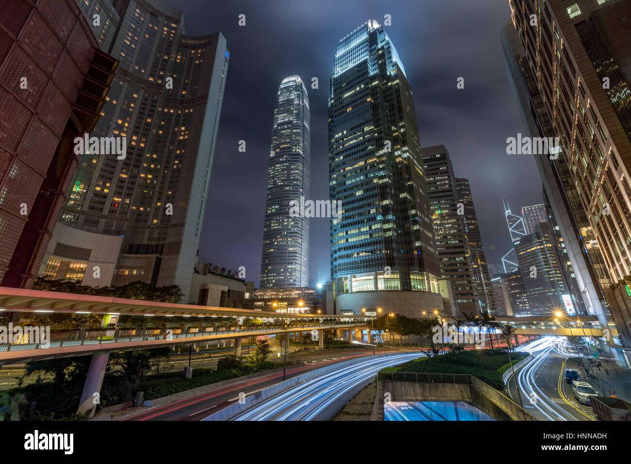 Central, Hong Kong, at Night. The busiest place in the world Stock ...