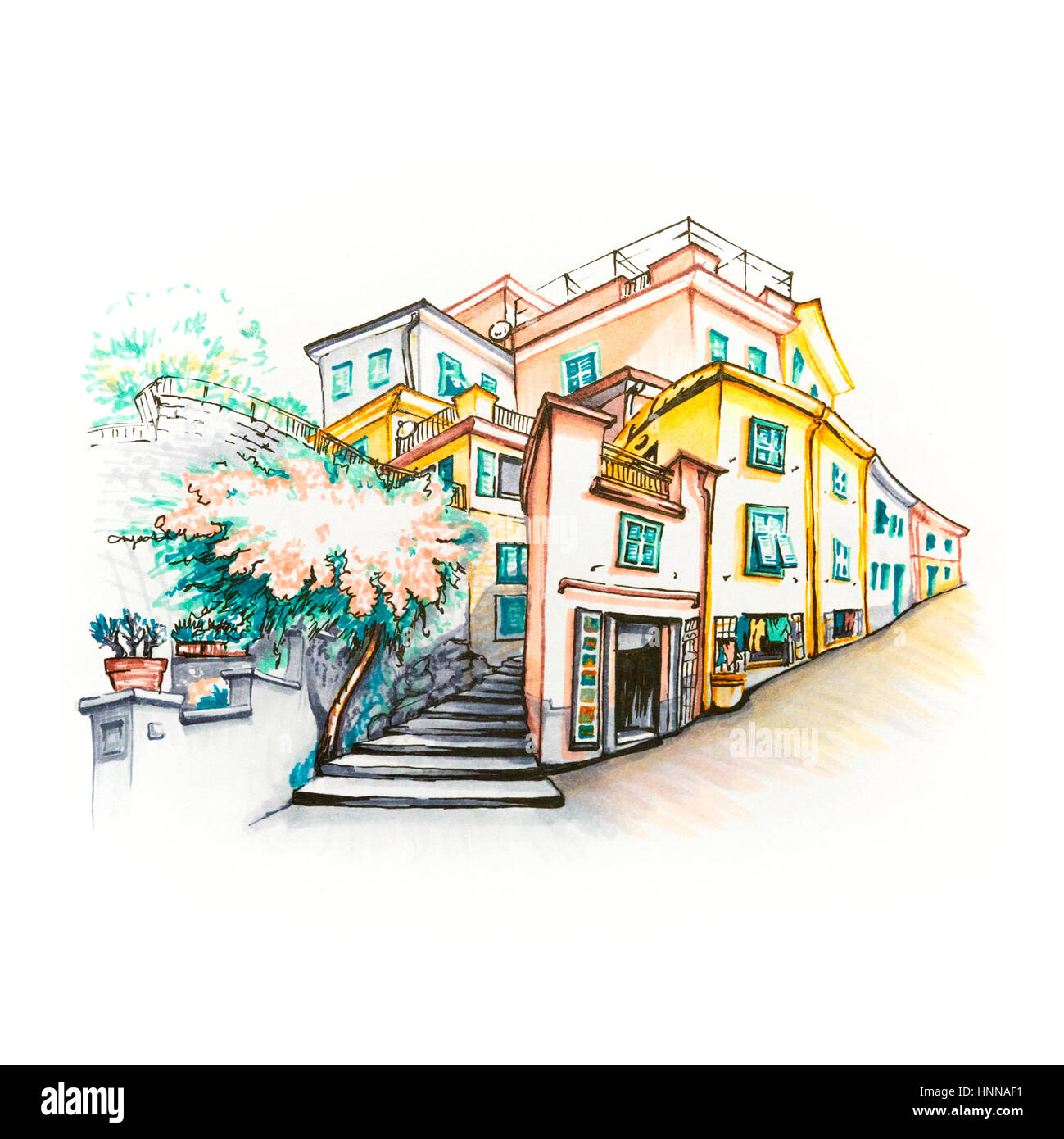 Village colorful houses in Cut Out Stock Images & Pictures - Alamy