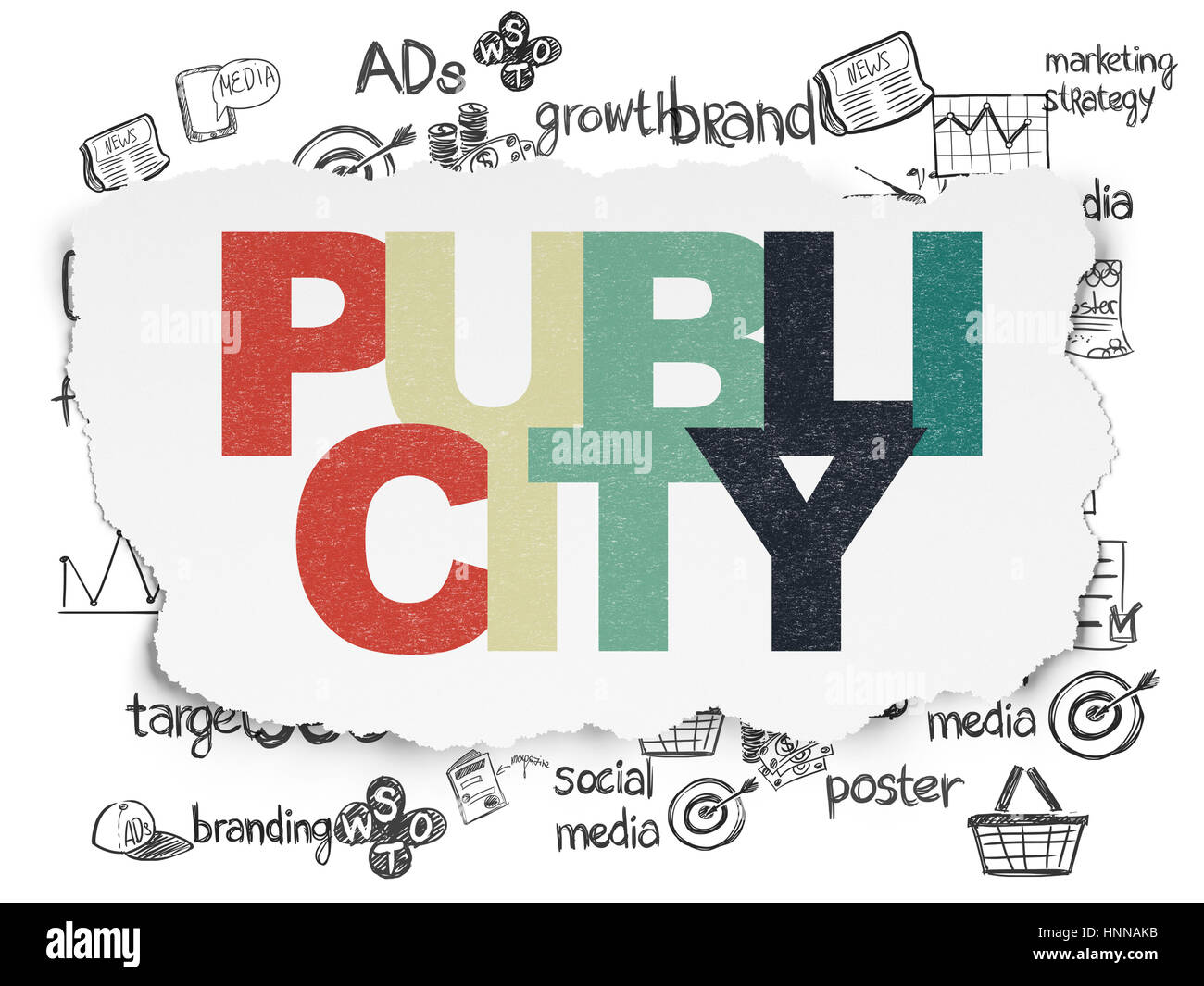 Marketing concept: Publicity on Torn Paper background Stock Photo - Alamy