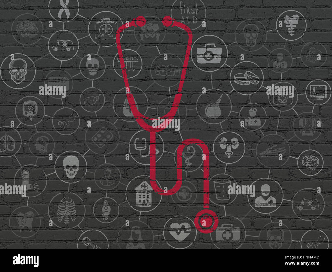 Medicine concept: Stethoscope on wall background Stock Photo - Alamy