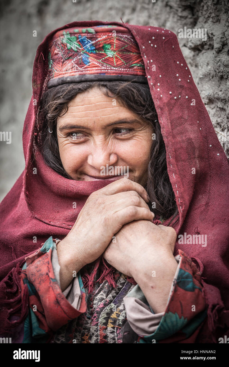 Afghanistan, Wakhan corridor, a portrait of a smiling woman, in ...