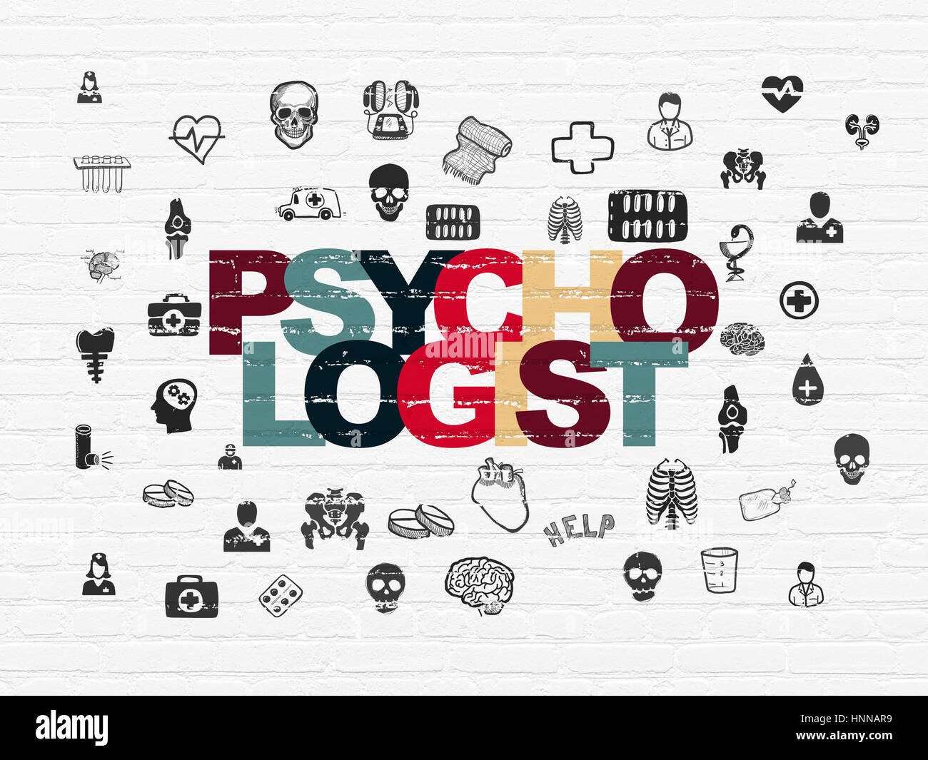 Health concept: Psychologist on wall background Stock Photo - Alamy