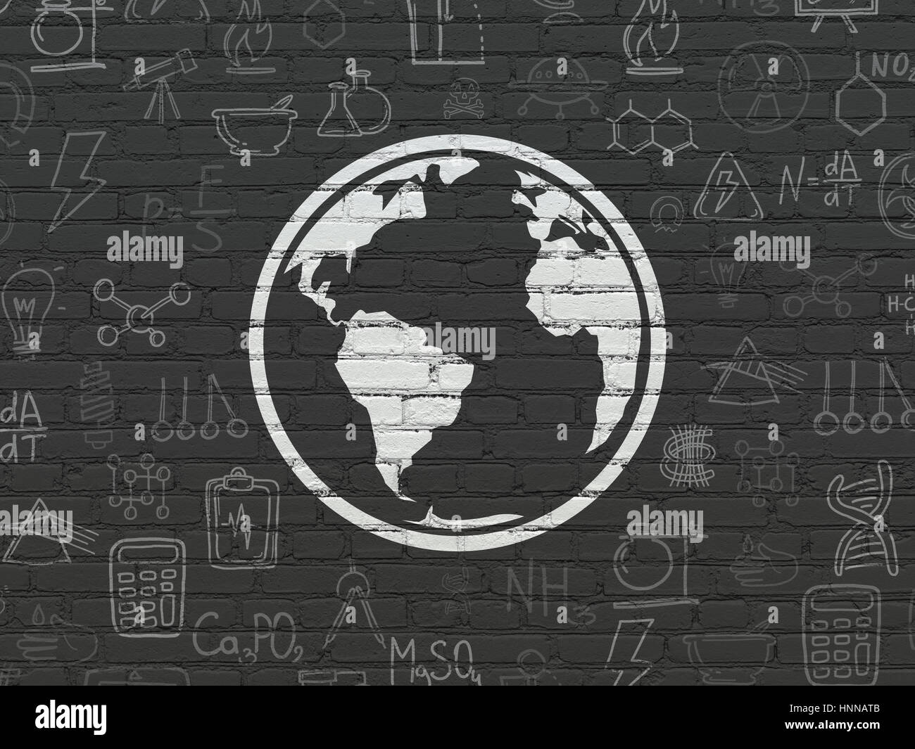 Science concept: Globe on wall background Stock Photo - Alamy